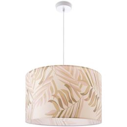 Paco Home Pendelleuchte &raquo;Kuba 126&laquo; E27 Lampenschirm Esstisch H&auml;ngelampe Wohnzimmer Kinderzimmer Palme wei&szlig; 1, &Oslash; 45,5cm H: 179,5cm