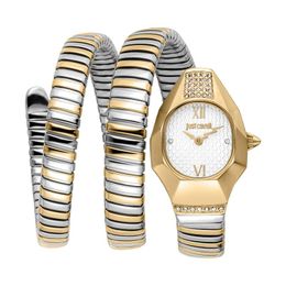 JUST cavalli time Damen Quarzuhr &raquo;Signature Snake&laquo; Armbanduhr, Damenuhr, Edelstahlarmband, analog, Kristallsteine gold Einheitsgr&ouml;&szlig;e