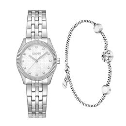 DKNY Damen DKNY Quarzuhr &raquo;Logo Watch Set&laquo; Armbanduhr, Damenuhr, Edelstahlarmband, Ideal auch als Geschenk Einheitsgr&ouml;&szlig;e