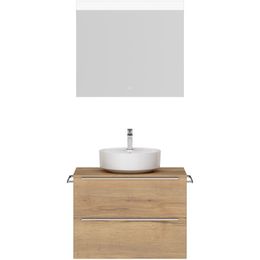 Nobilia Badm&ouml;bel-Set &raquo;Alvene&laquo; vormontiert, mit Soft-Close, 2 Stk. tlg. braun B/H/T: 80,3cmcm x 184,2cmcm x 48,5cmcm, Griffe edelstahlfarbig