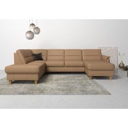 Home Affaire Wohnlandschaft &raquo;Palmera U-Form, B: 308 cm&laquo; optional Schlaffunktion & Bettkasten, Federkern braun Luxus-Microfaser (100% Polyester);