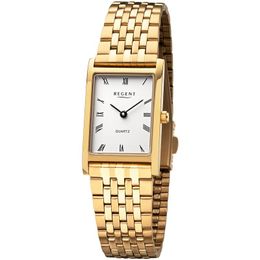 Regent Uhren Regent Damen Quarzuhr Armbanduhr, Damenuhr, Herrenuhr, eckig, Edelstahlarmband gold Einheitsgr&ouml;&szlig;e