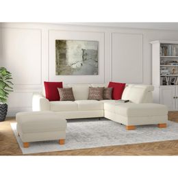 Sit & More sit&more Ecksofa &raquo;Dundee L-Form&laquo; mit Federkern und Massivholzf&uuml;&szlig;en, wahlweise mit Kopfteilverstellung beige B/H/T: 263cm x 86cm x 219cm, Struktur 