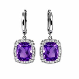 Firetti Damen Paar Creolen &raquo;Schmuck Geschenk Silber 925 Ohrschmuck Ohrringe Kissenform&laquo; mit Zirkonia (synth.), Amethyst lila Silber 925 (