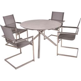 Garden Pleasure Garten-Essgruppe &raquo;SIENNA&laquo; 5 Stk. tlg. grau Edelstahl Einheitsgr&ouml;&szlig;e