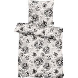 Apelt Bettw&auml;sche &raquo;Beatrice&laquo; 2 Stk. exklusives gro&szlig;formatiges Blumendesign setzt ein modisches Statement schwarz Mako-Satin, Obermaterial: 100% 