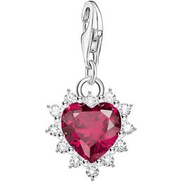 Thomas Sabo Damen Thomas Sabo Charm Herz &raquo;Charm mit rotem Stein&laquo; mit Zirkonia (synth.), Rubin silber Einheitsgr&ouml;&szlig;e