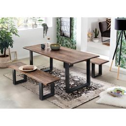 Sit Esstisch &raquo;Tartu Akazie Massivholz mit Baumkante & Stahl-Kufengestell&laquo; Baumkante wie gewachsen trifft Kufengestell aus Stahl braun B/H/T: 160cm x 