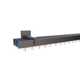 Indeko Gardinenstange &raquo;Bern&laquo; 3 l&auml;ufig-l&auml;ufig Wunschma&szlig;l&auml;nge Innenlauf Komplett-Set inkl. Gleitern und Montagematerial silber Aluminium B/L: 150cm, 1 