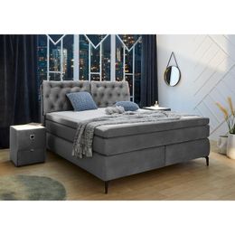 Jockenh&ouml;fer Boxspringbett &raquo;Chelsea&laquo; mit Kaltschaum-Topper grau Bezug Bett: samt&auml;hnlich (100% Polyester);Topper und Matratzenspiegel: 100% Polyester Samtoptik, 