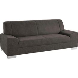 DOMO collection 2,5-Sitzer &raquo;Anzio kubisches Design, flache Armlehnen, Breite 214cm&laquo; Mit Federkern grau B/H/T: 214cm x 85cm x 93cm, Luxus-Microfaser, 