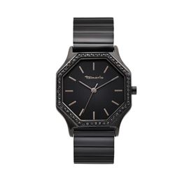 Tamaris Damen Quarzuhr Armbanduhr, Damenuhr, Edelstahlarmband, analog, Zirkonia (synth.) schwarz Einheitsgr&ouml;&szlig;e