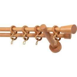 Garesa Gardinenstange &raquo;CLASSICO MOLIS&laquo; 2 l&auml;ufig-l&auml;ufig Wunschma&szlig;l&auml;nge Vorhanggarnitur, verl&auml;ngerbar, Wandmontage, Keil, mit Ringe und Haken rot B/L: 