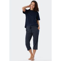 Schiesser Damen 3/4-Hose "Mix + Relax", Gr. 40, bunt, Single Jersey, Obermaterial: 95% Baumwolle, 5% Elasthan, Hosen, seitliche Taschen, Bindeband