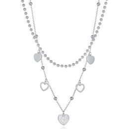 Firetti Damen Kette mit Anh&auml;nger &raquo;Schmuck Geschenk Hearts Charm&laquo; mit Zirkonia (synth.) wei&szlig; Edelstahl, L: 46