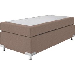 Westfalia Schlafkomfort Boxspringbett &raquo;Holland&laquo; ohne Kopfteil, frei im Raum stellbar beige Strukturstoff (77% Polyester und 23% Viskose) Feinstruktur Kaltschaum-Topper, 