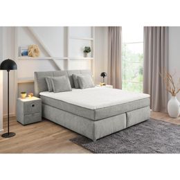Jockenh&ouml;fer Boxspringbett &raquo;"Carla", wahlweise mit oder ohne Bettkasten&laquo; inkl. 4 Kissen, erh&auml;ltlich in den Breiten 160 & 180cm grau Topper: 100% Polyurethan, Bezug