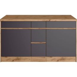 KOCHSTATION Kochinsel &raquo;KS-Riesa&laquo; Breite 153 cm, Tiefe 100 cm, MDF-Fronten grau B/H/T: 153cm x 86cm x 100cm