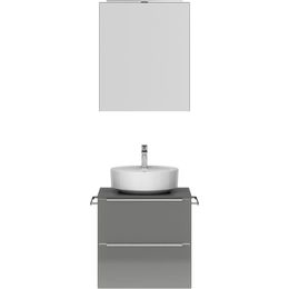 Nobilia Badm&ouml;bel-Set &raquo;Alvene&laquo; vormontiert, mit Soft-Close, 2 Stk. tlg. grau B/H/T: 60,3cmcm x 184,2cmcm x 48,5cmcm, Griffe edelstahlfarbig