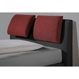 Maintal Boxspringbett verstellbare Kopfst&uuml;tze rot Strukturstoff-Bezug 100% Polyester;Kunstleder 100% PU;Bezug der Spiegelfl&auml;che Matratzendrell aus 100% 