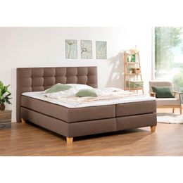 Home Affaire Boxspringbett &raquo;Moulay&laquo; inkl. Topper, in 3 H&auml;rtegraden, TFK auch in H&auml;rtegrad 4 braun Struktur, Liegefl&auml;che B/L: 160cm x 200cm Betth&ouml;he: 