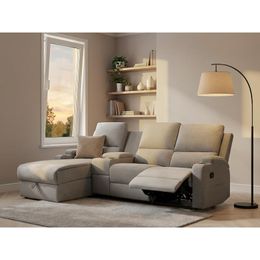 OTTO home Ecksofa &raquo;NAPORI Struktur, Multimediasofa, 3er Kinosessel XXL, L-Form&laquo; Kinosofa, manuelle o. elektr. Relaxfunktion, Staufach, Getr&auml;nkehalter 