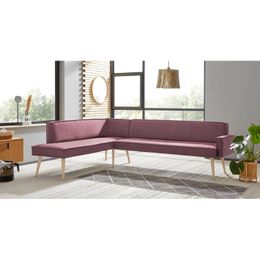 exxpo - sofa fashion Eckbank &raquo;Lungo, moderne Kedernaht, bequem und elegant, hoher Holzfu&szlig;&laquo; hochwertige Detailverarbeitung, frei im Raum stellbar lila 