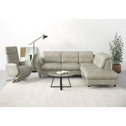 Sit & More sit&more Ecksofa &raquo;Grenoble L-Form mit Federkern&laquo; wahlweise mit Schlaffunktion, Bettkasten, Arm- und Kopfteilverstellung grau B/H/T: 247cm x 85cm x 