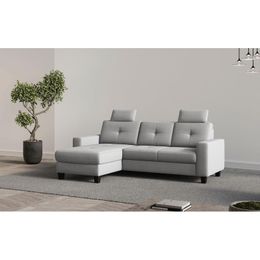 OTTO home Ecksofa &raquo;Varese&laquo; wahlweise mit Schlaffunktion und Bettkasten grau 95%Polyester 5%Polyamid B/H/T: 239cm x 91cm x 164cm, Flachgewebe LINO, 