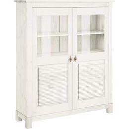 OTTO home Highboard &raquo;Rauna&laquo; Vitrine, Breite 111,6 cm, aus massiver Kiefer wei&szlig; B/H/T: 111,6cm x 135,7cm x 38cm, Kiefer