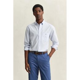 Gant Herren Langarmhemd &raquo;REG CLASSIC POPLIN GINGHAM SHIRT&laquo; mit Logostickerei, Baumwoll-Popeline wei&szlig; L, N-Gr