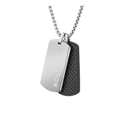 BOSS Herren BOSS Kette mit Anh&auml;nger &raquo;DEVON&laquo; Edelstahl Leder, L: 56 B: 2mm
