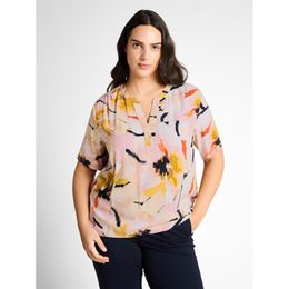 Tom Tailor Plus Damen Tom Tailor PLUS Kurzarmbluse mit Allover-Print - Gro&szlig;e Gr&ouml;&szlig;en bunt 44