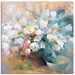 Artland Leinwandbild &raquo;Strahlend wei&szlig;e Tulpen I&laquo; Blumen 1 Stk. tlg. auf Holzrahmen gespannt braun Leinwand B/H/T: 50cm x 50cm, Leinwandbild Blumen quadratisch,