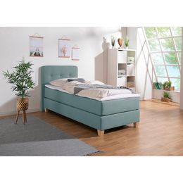Home Affaire Boxspringbett &raquo;Fargo&laquo; inkl. Topper, in 3 Matratzenarten, in Samt- oder Strukturstoff blau Struktur fein (100% Polyester);Samtstoff (100% 