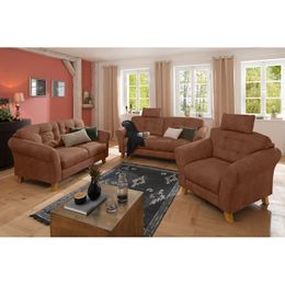 OTTO home 2-Sitzer &raquo;Trondheim&laquo; mit Federkern, Knopfheftung im R&uuml;cken braun Luxus-Microfaser Lederoptik (100% Polyester);Struktur weich ( 97% Polyester