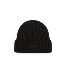 Tommy Hilfiger Herren Beanie &raquo;TH FOUNDATION&laquo; Strick, mit gummiertem Logo und Wolle schwarz Einheitsgr&ouml;&szlig;e
