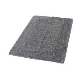 Kleine Wolke Badematte &raquo;Havanna, Badvorleger, Badezimmer Teppich&laquo; H&ouml;he 16 mm fu&szlig;bodenheizungsgeeignet Badteppich, Uni Farben, Hoch-Tief Effekt, mit Bord&uuml;re grau 