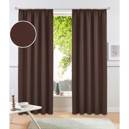 OTTO home Vorhang &raquo;Parry&laquo; Kr&auml;uselband 2 Stk. tlg. 2-er Set, blickdicht, monochrom, basic, einfarbig, Bestseller braun Polyester, Recyceltes Material 