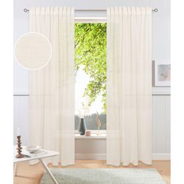 OTTO home Gardine &raquo;Kyllo&laquo; Multifunktionsband 2 Stk. tlg. Leinen-Look, halbtransparent, Multifunktionsband, Pflegeleicht beige Polyester 175cm, 