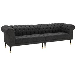 Home Affaire Chesterfield-Sofa &raquo;Tinnum&laquo; grau Luxus-Microfaser Vintageoptik (66% PU, 27% Polyester, 7% Baumwolle);Struktur weich( 97% Polyester, 3% 