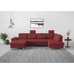 Sit & More sit&more Wohnlandschaft &raquo;Westham U-Form&laquo; wahlweise mit Schlaffunktion, Bettkasten, Sitztiefenverstellung rot 100% Polyester B/H/T: 338cm x 88cm x 