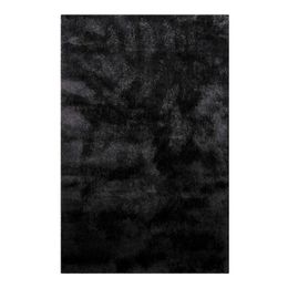 Teppich &raquo;Pisa&laquo; rund 25 mm H&ouml;he Hochflor, Microfaser, uni, weich, Shaggy, Wohnzimmer, Schlafzimmer schwarz Polyester B : 80cm 1 Stk., 25mm, L: 150cm