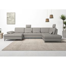 OTTO home Wohnlandschaft &raquo;Costello U-Form, B: 363 cm mit Sitztiefen-, Armteilverstellung &&laquo; 3 Nierenkissen, optional Schlaffunktion & Bettkasten grau 