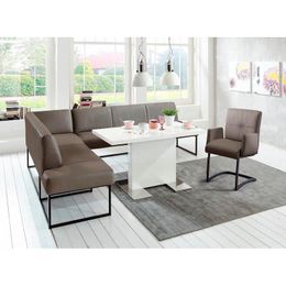 exxpo - sofa fashion Eckbank &raquo;Affogato, hoher Sitzkomfort, bequem&laquo; Frei im Raum stellbar grau Struktur: Webvelour 100% Polyester B/H/T: 197cm x 82cm x