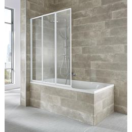 Welltime Badewannenaufsatz &raquo;Nassau&laquo; 3 Stk. tlg. Badewannenfaltwand, Spritzschutzwand f&uuml;r Badewanne, Glaswand wei&szlig; B/H: 120cm x 140cm, 