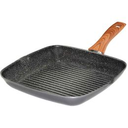 Stoneline Grillpfanne &raquo;Back to Nature&laquo; Aluminium &Oslash; 28 cm, 2 Ausg&uuml;sse, Induktion grau &Oslash; 28cm + H&ouml;he 4cm