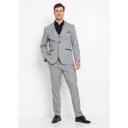 bonprix Herren bonprix Anzug 3-teilig Set, 3 tlg. tlg. regular fit Regular Fit, mit G&uuml;rtelschlaufen, melierte Optik grau 58, N-Gr