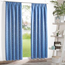 Weckbrodt-Gardinen Vorhang &raquo;Sarin&laquo; Kr&auml;uselband 1 Stk. tlg. blickdicht, Thermo, w&auml;rme-,k&auml;lteisolierend, abdunkelnd, Gardine, Store blau Microfaser, Polyester 245cm, 