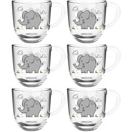 Leonardo Tasse &raquo;BAMBINI Elefant 6er-Set&laquo; 280 ml, 6-teilig bunt Glas &Oslash; 8,4cm x 9cm, 280ml, 6 Stk.